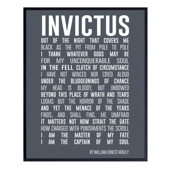 Wall Decor | Invictus Poem Quote Wall Art Print Motivational Decor 8x1 ...